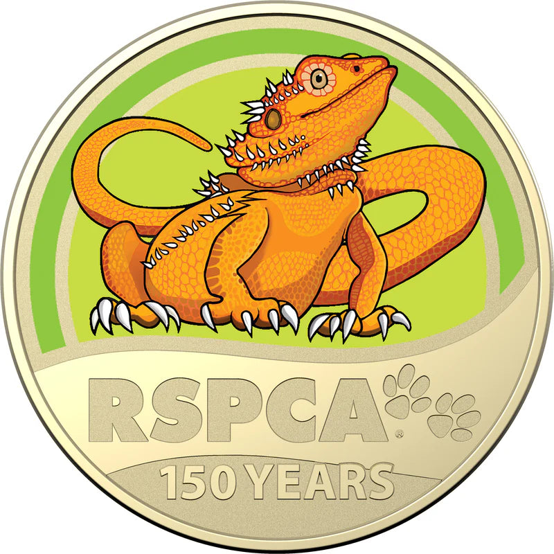Australia 2021 RSPCA 150 Years Frilly Neck Lizard $1 Coloured UNC Coin ...