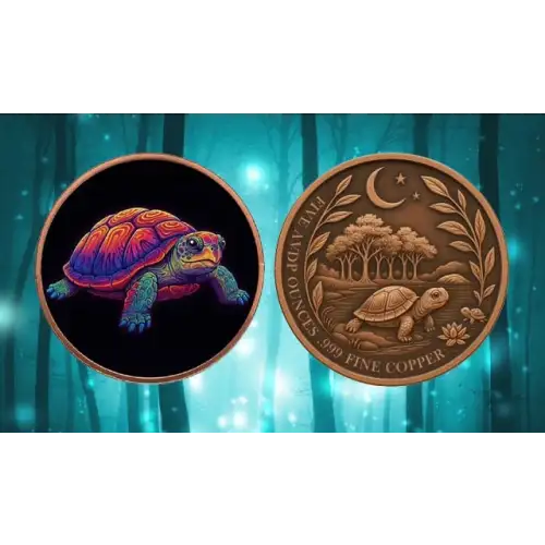 5oz Mystic Turtle Colorized .999 Copper Round in Capsule – All Aussie Coins