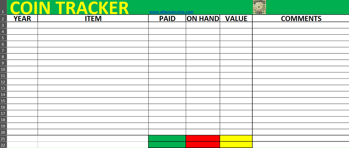Coin Tracker Spreadsheet – All Aussie Coins