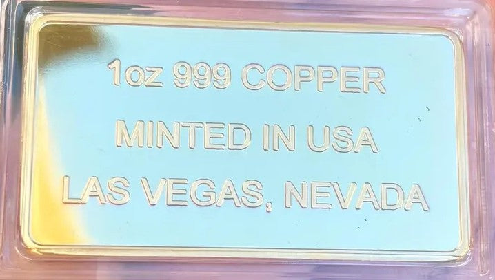 GOLD LAS VEGAS - 1oz 999 Copper Bullion Bar "Famous Las Vegas Sign" Go ...