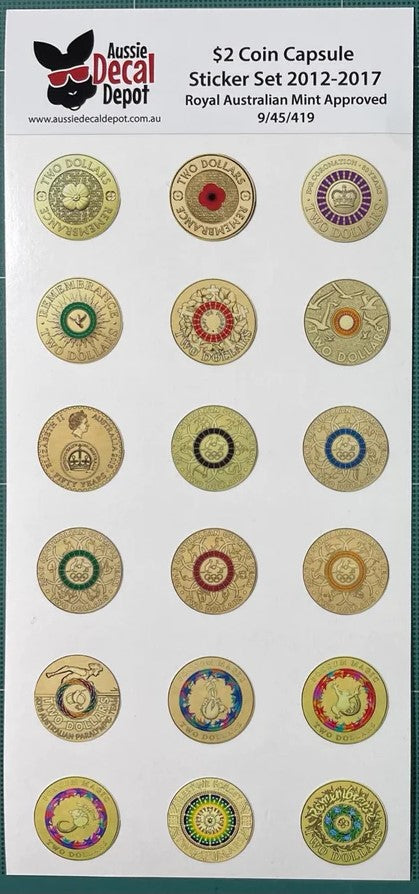 $2 Coin Tube Stickers 2012-2017 – All Aussie Coins